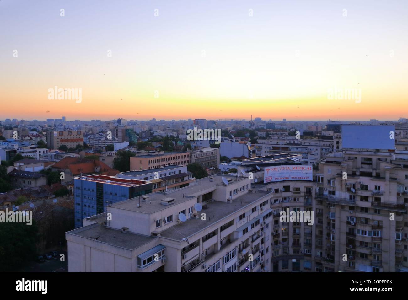 Bucharest Aerial View in the morning light Stock Photo - Alamy