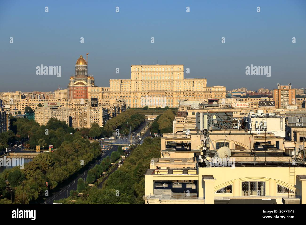 Facade of the Parliament Palace in Bucharest from above Stock Photo - Alamy