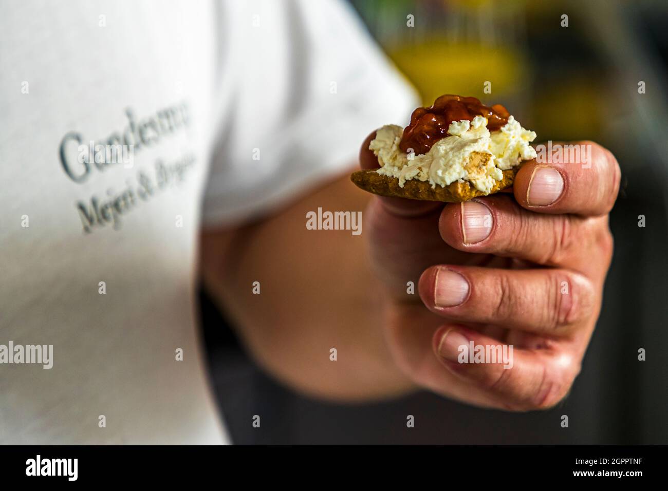Cheesemaker Jørgen Hoff with a Nordic combination of rye crispbread ...