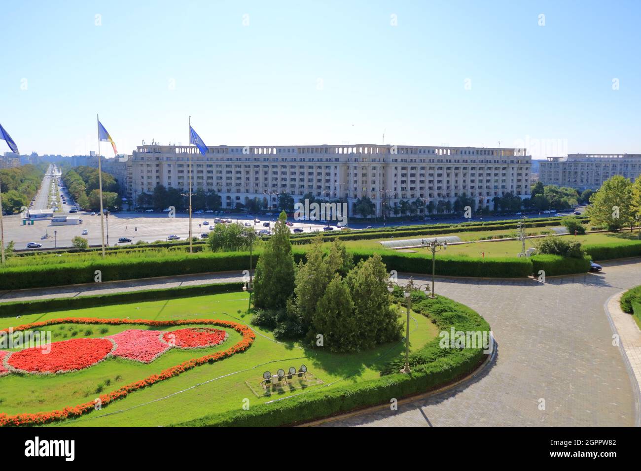 view of the constitution square taken from the terrace of the romanian ...