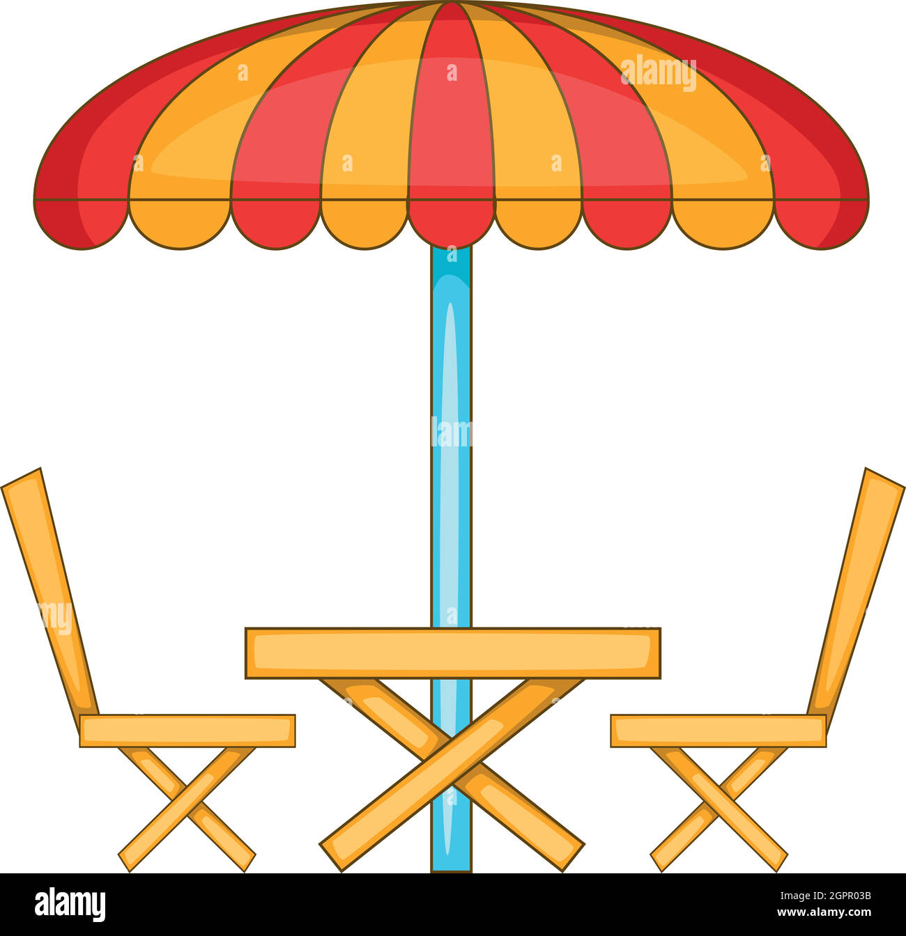 Cafe table with sun umbrella icon, cartoon style Stock Vector Image ...