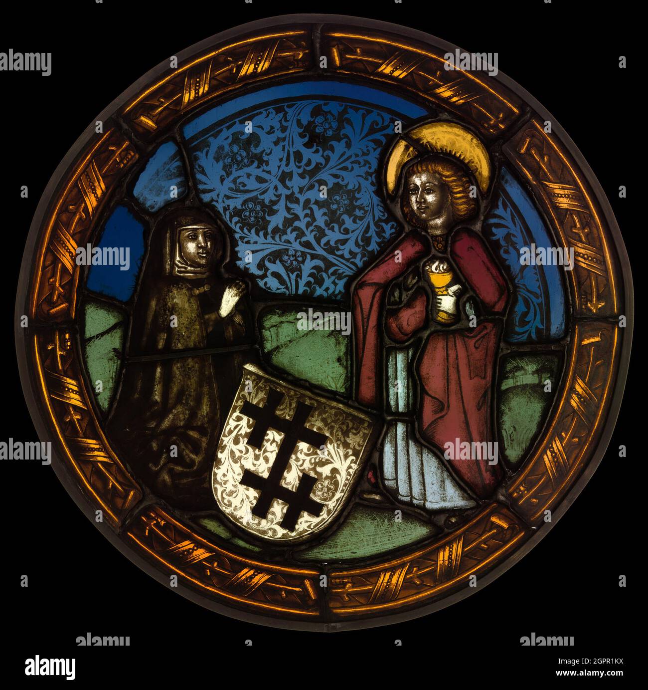 A Nun Kneeling before Saint John the Evangelist, Germany, c. 1500 Stock ...