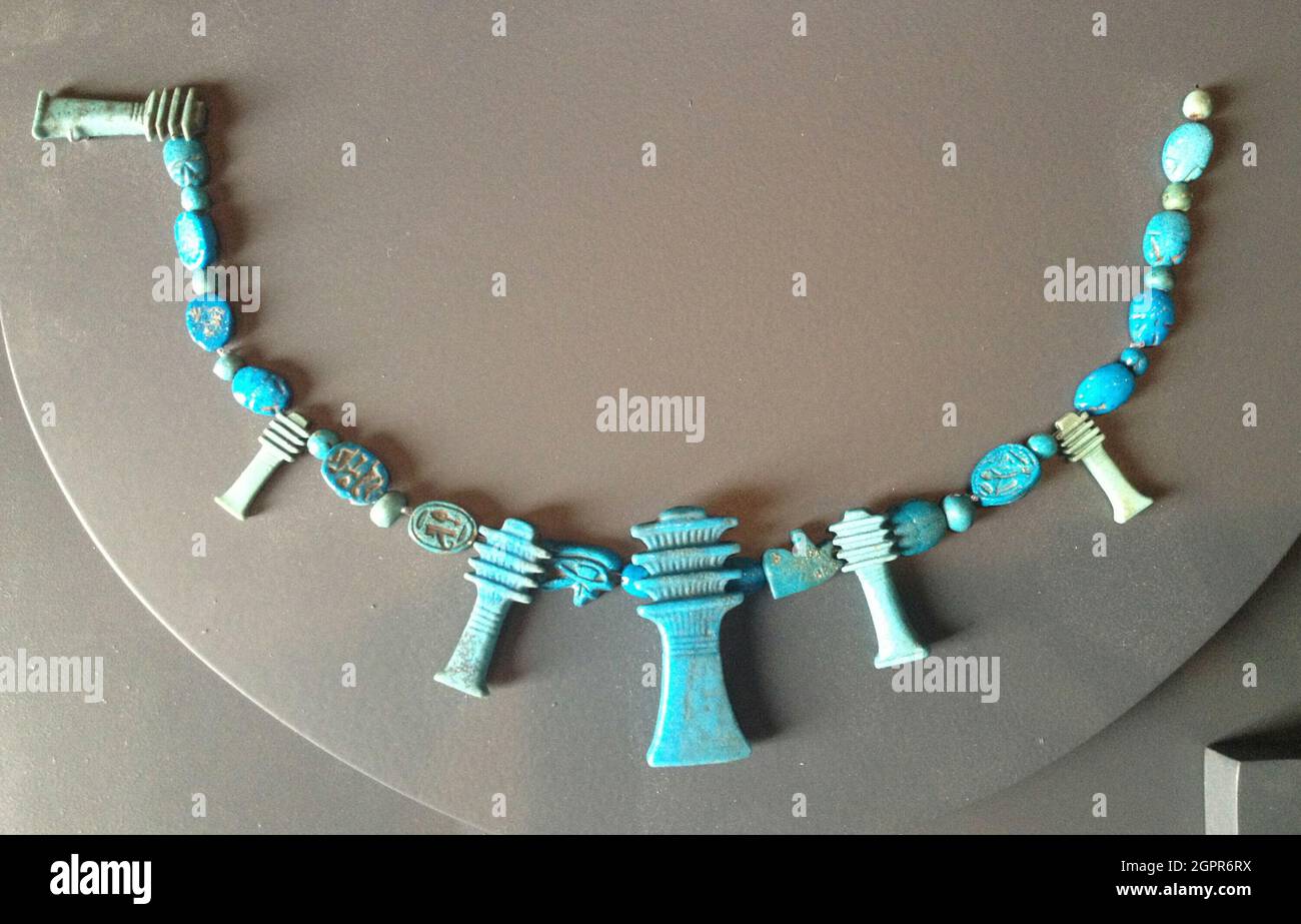 Amulets (string): Eye of Horus, Djed Pillars, Scarabs, Egypt, Third ...