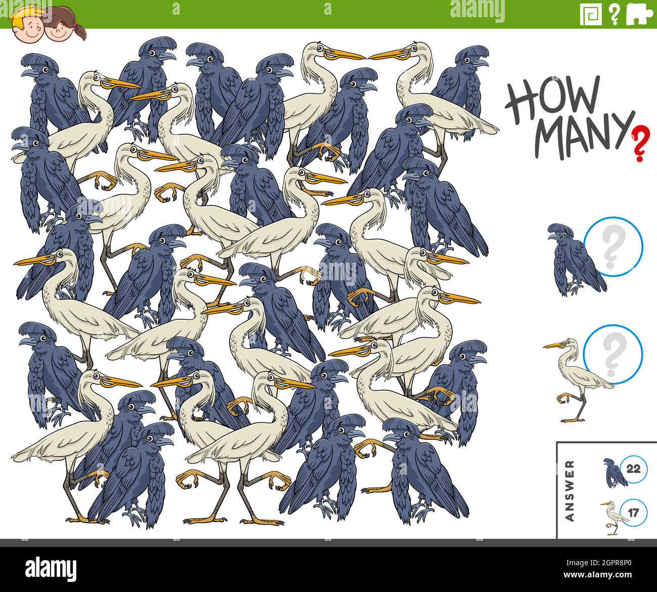 counting cartoon birds animals educational task for kids Stock Vector ...