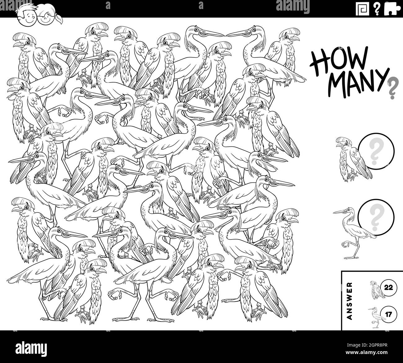 counting cartoon birds educational game coloring book page Stock Vector ...