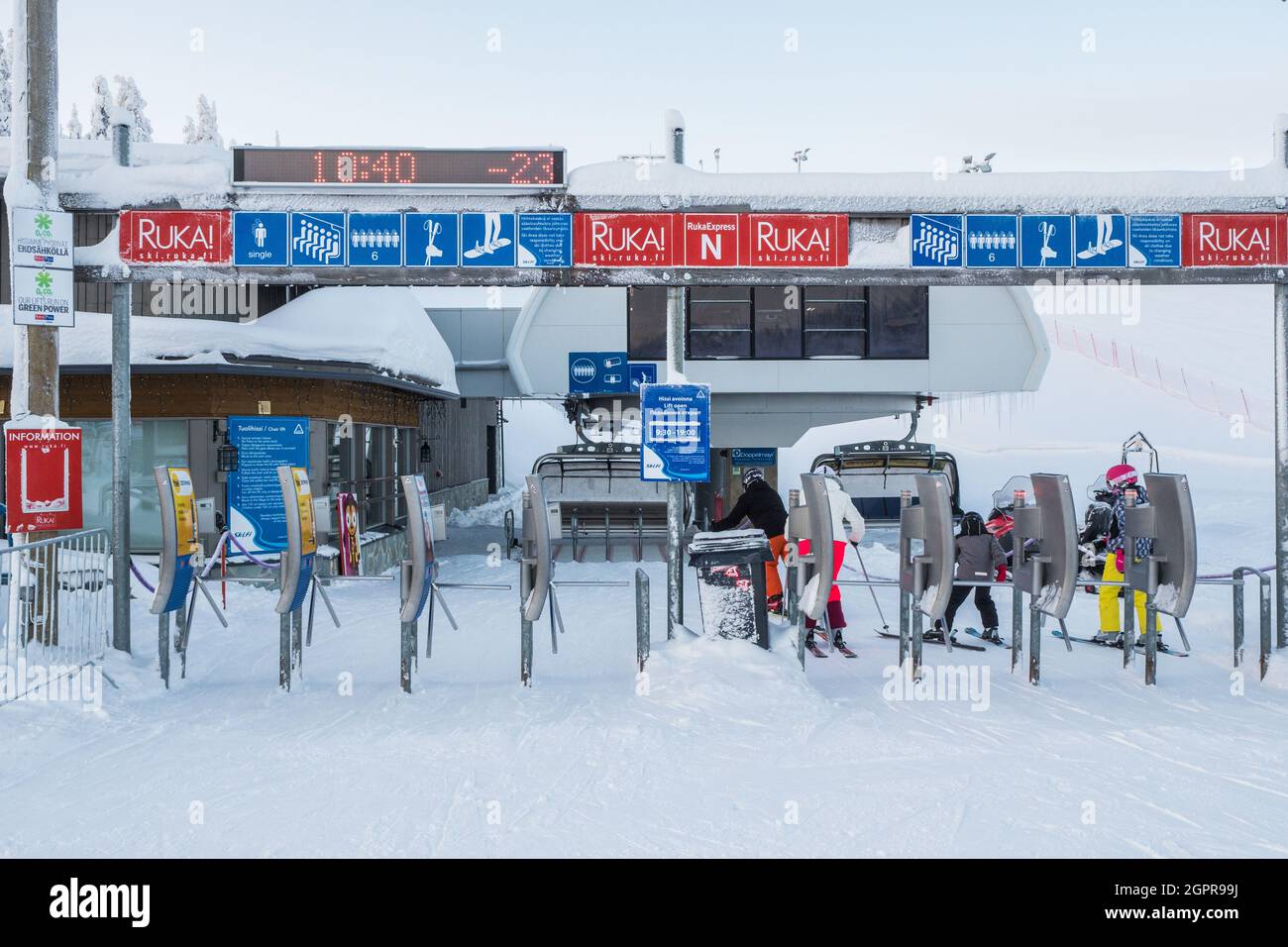 Skiing at the Ruka ski resort in Lapland, Finland, Scandinavia ...