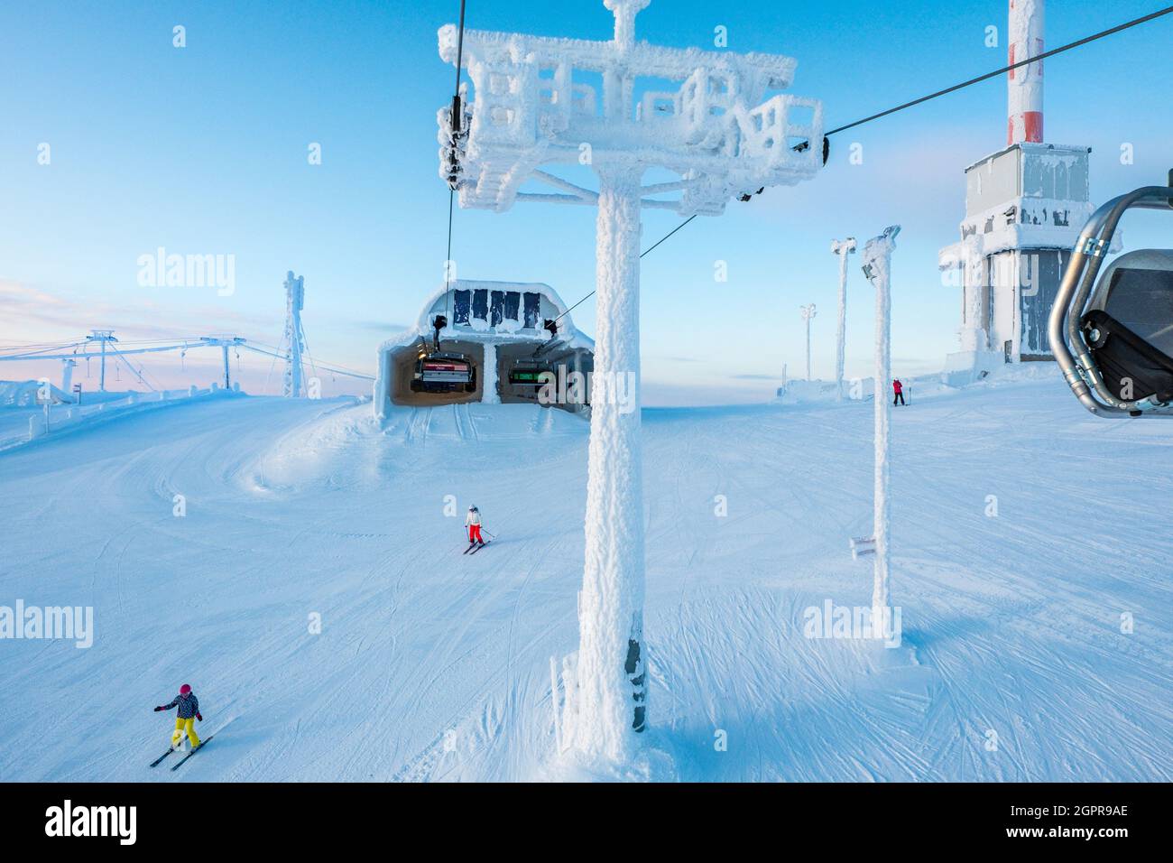 Skiing at the Ruka ski resort in Lapland, Finland, Scandinavia Stock ...