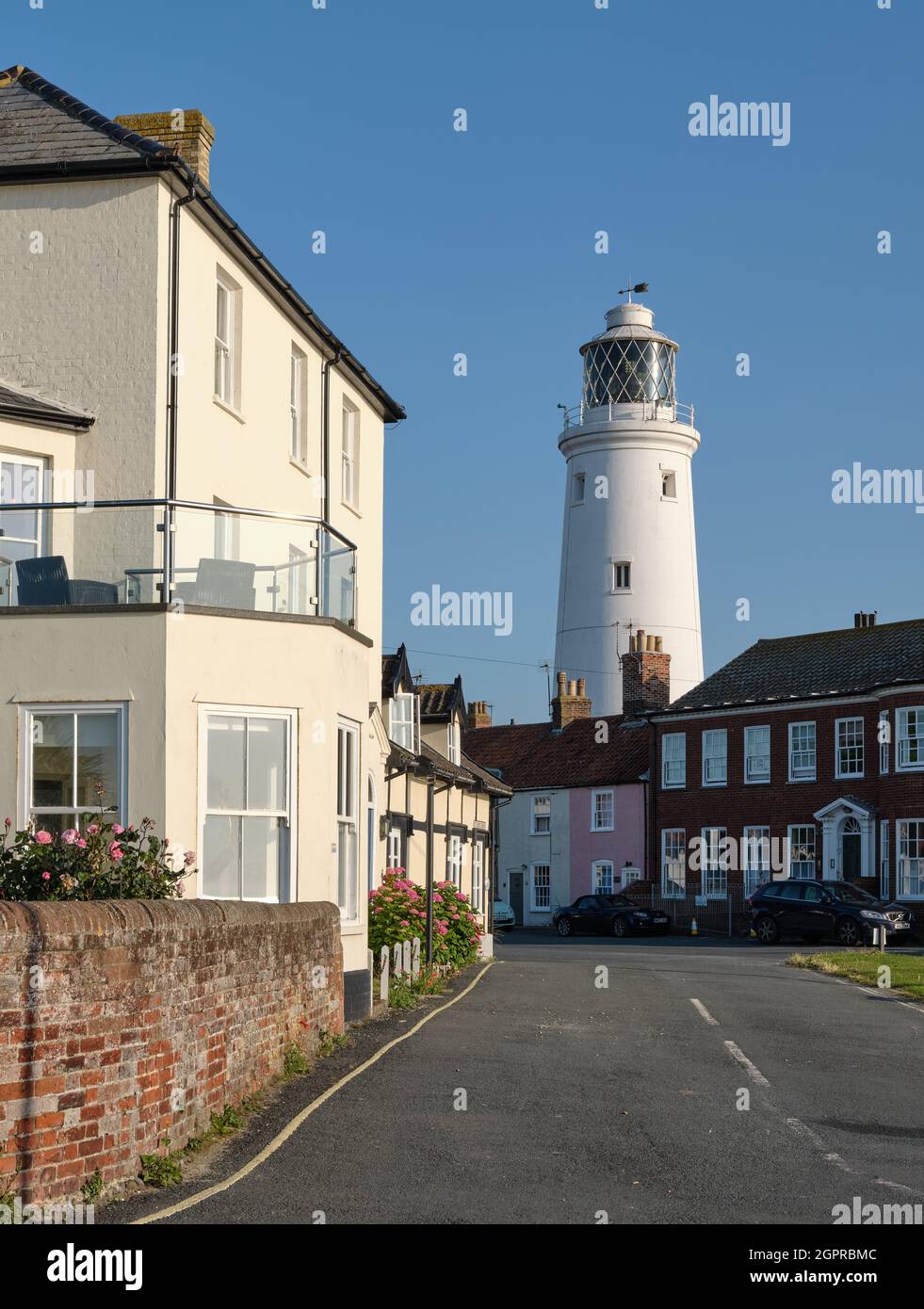 The houses and lighthouse in the seaside town of Southwold on the ...