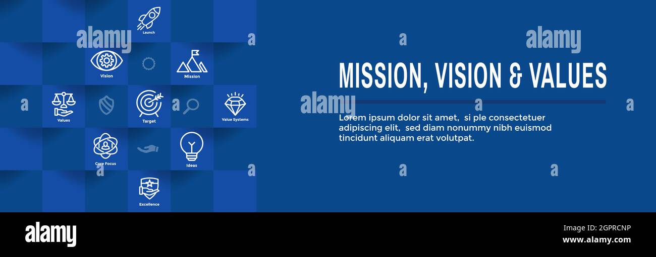 Mission Vision and Values Web Header & Icon Set Stock Vector Image ...