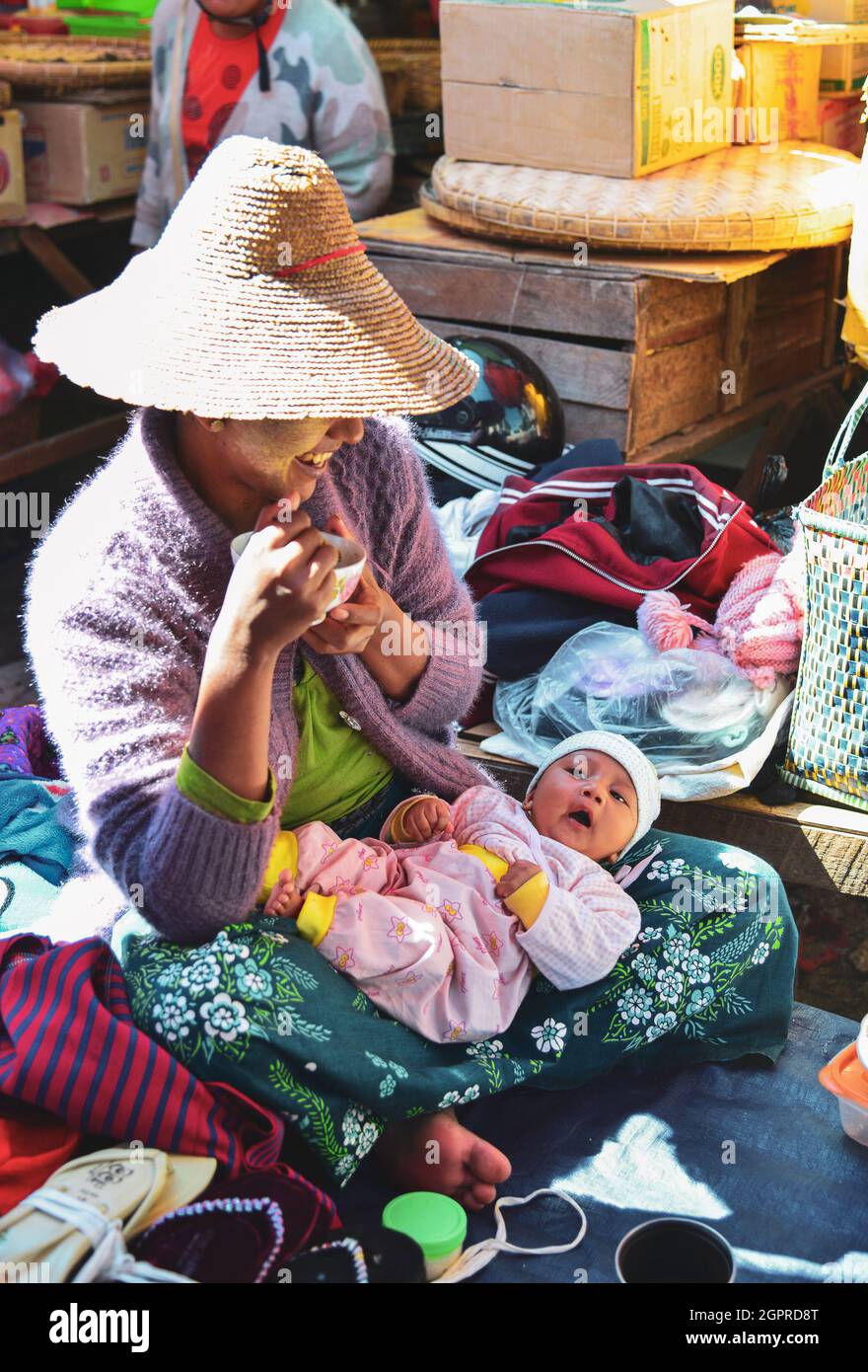 Taunggyi, Myanmar - Feb 8, 2017. Main market of Taunggyi, Myanmar. Taunggyi is the largest city ...