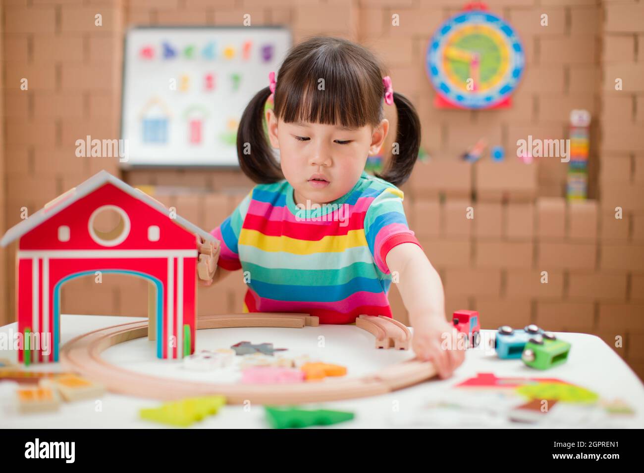 Preschool Kids Practice Writing High Resolution Stock Photography and ...