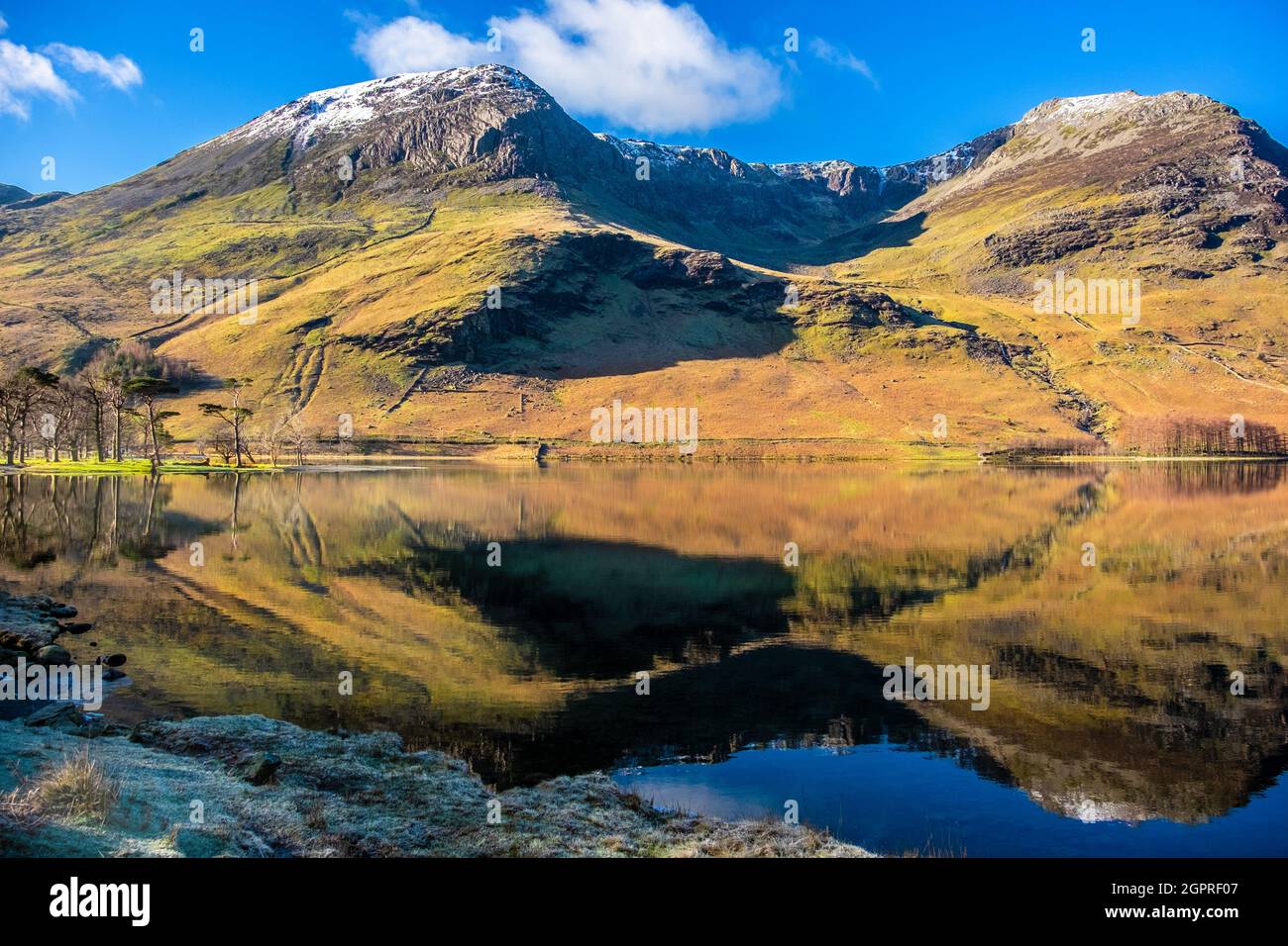 Buttermere and surrounding fells in winter, Lake District National Park ...