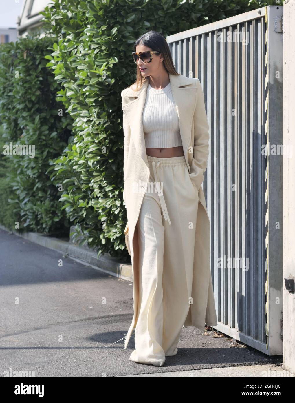 Bella Rym Saidi street style outfit before Sport Max fashion show ...