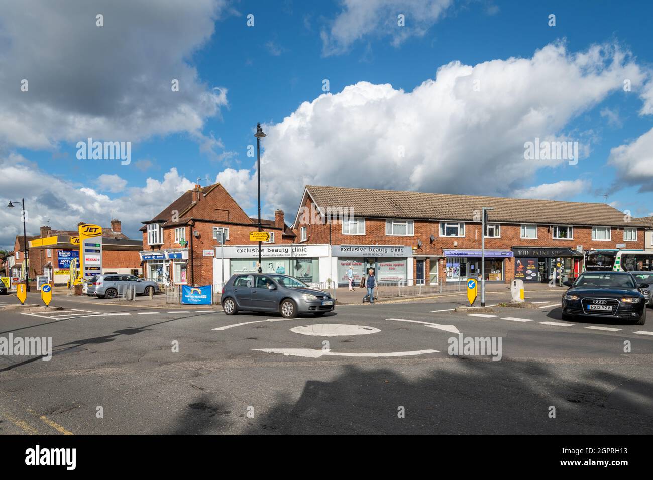 Shops and businesses in Frimley Green village centre, Surrey, England ...