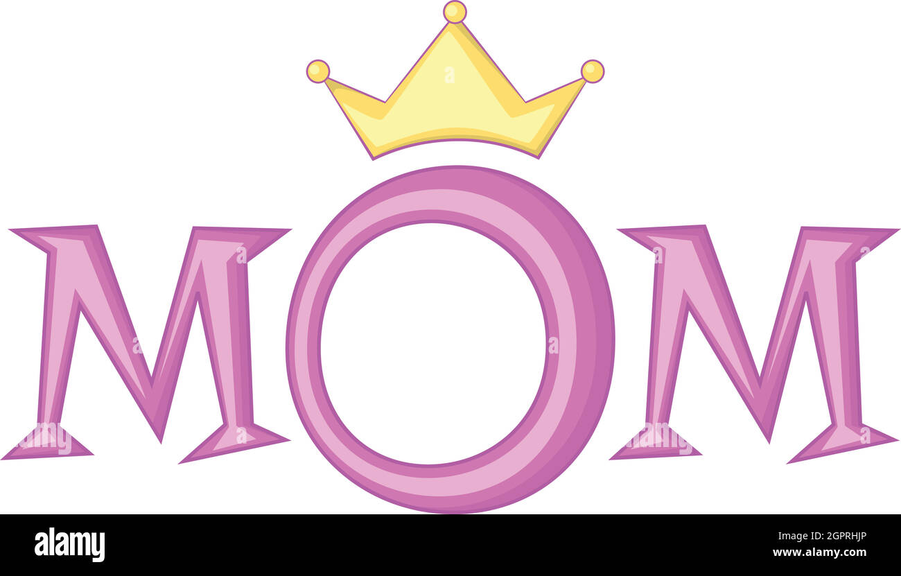 Lettering Mom with crown icon, cartoon style Stock Vector Image & Art ...