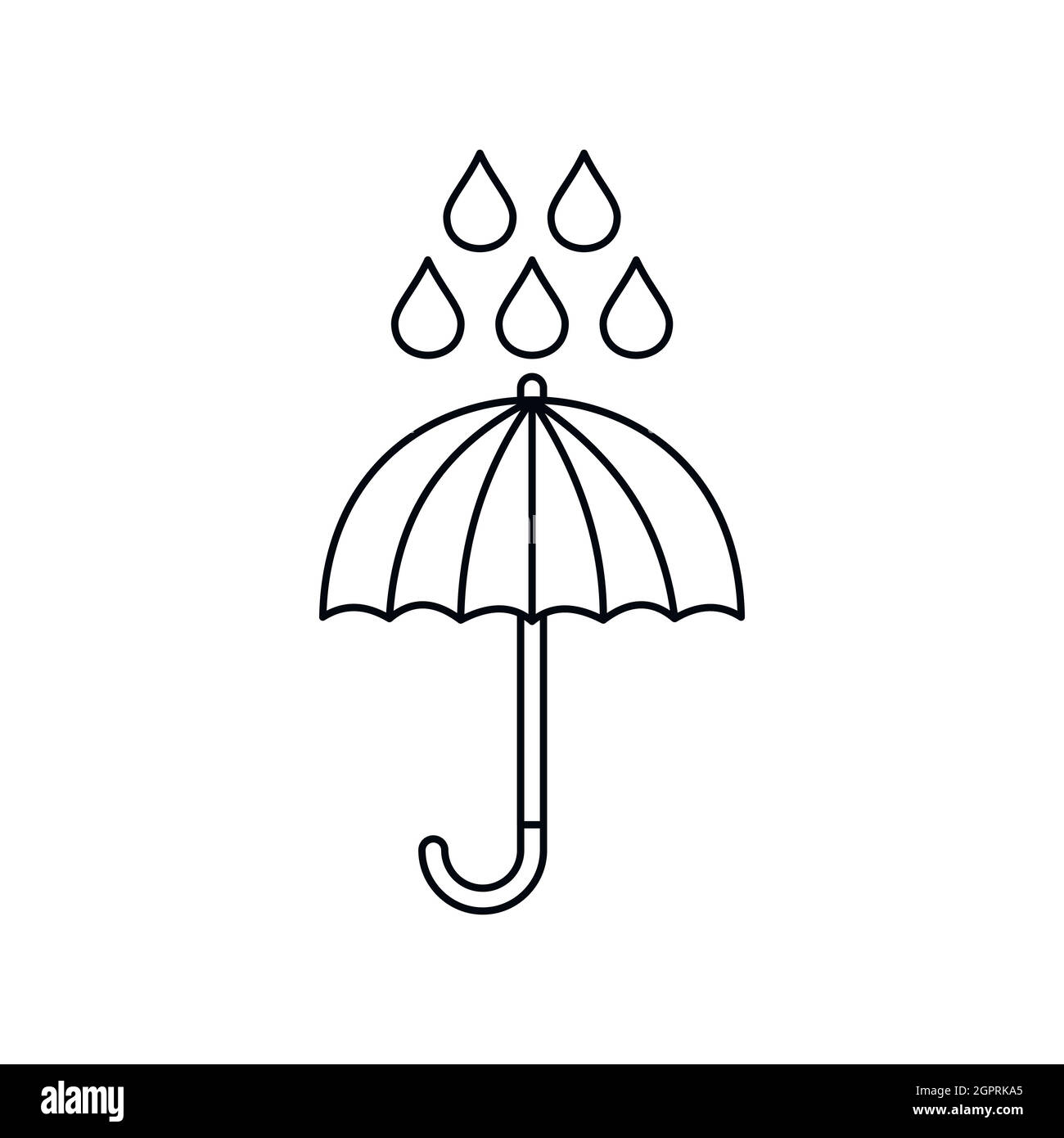 Umbrella Outline With Raindrops