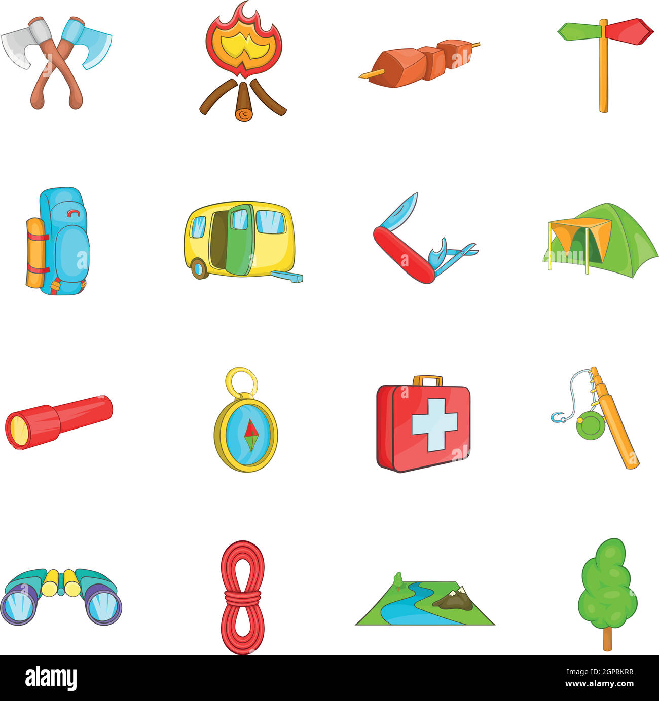 Tourist backpack camp cartoon Cut Out Stock Images & Pictures - Alamy