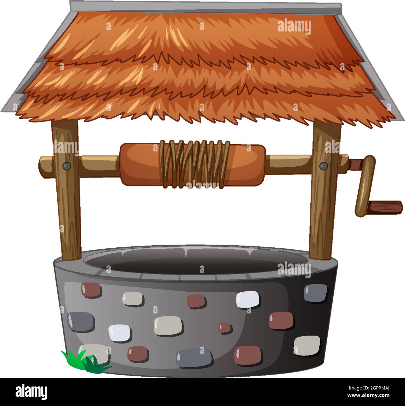 Stone well with rooftop isolated on white background Stock Vector Image ...