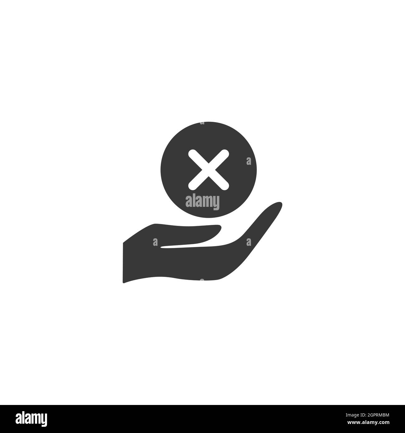 Hand hold cross mark. Isolated icon. Commerce glyph vector illustration ...