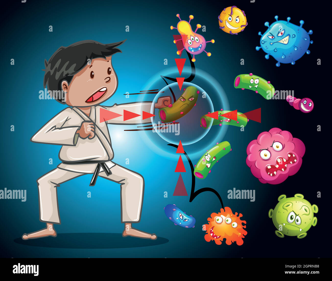 Man in karate clothes fighting bacteria Stock Vector Image & Art - Alamy