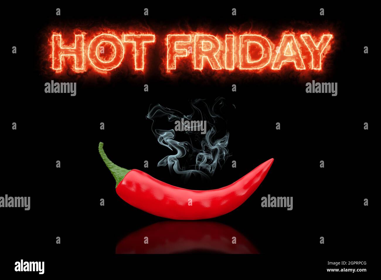 Black Friday Concept. Hot Friday Sign in Fire with Red Chili Pepper on ...