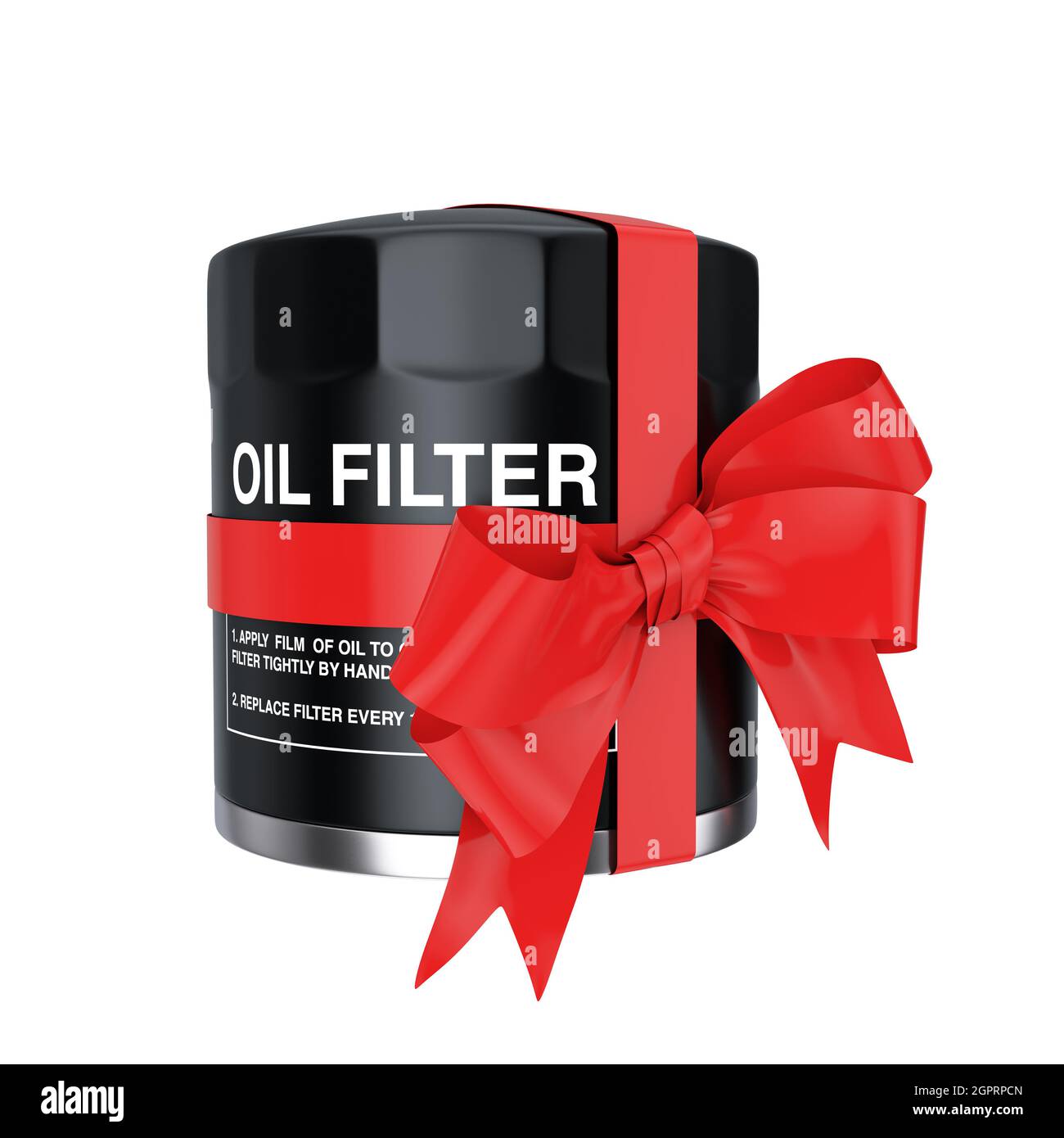 New Car Oil Filter in a Black Housing with Red Ribbon and Bow on a ...