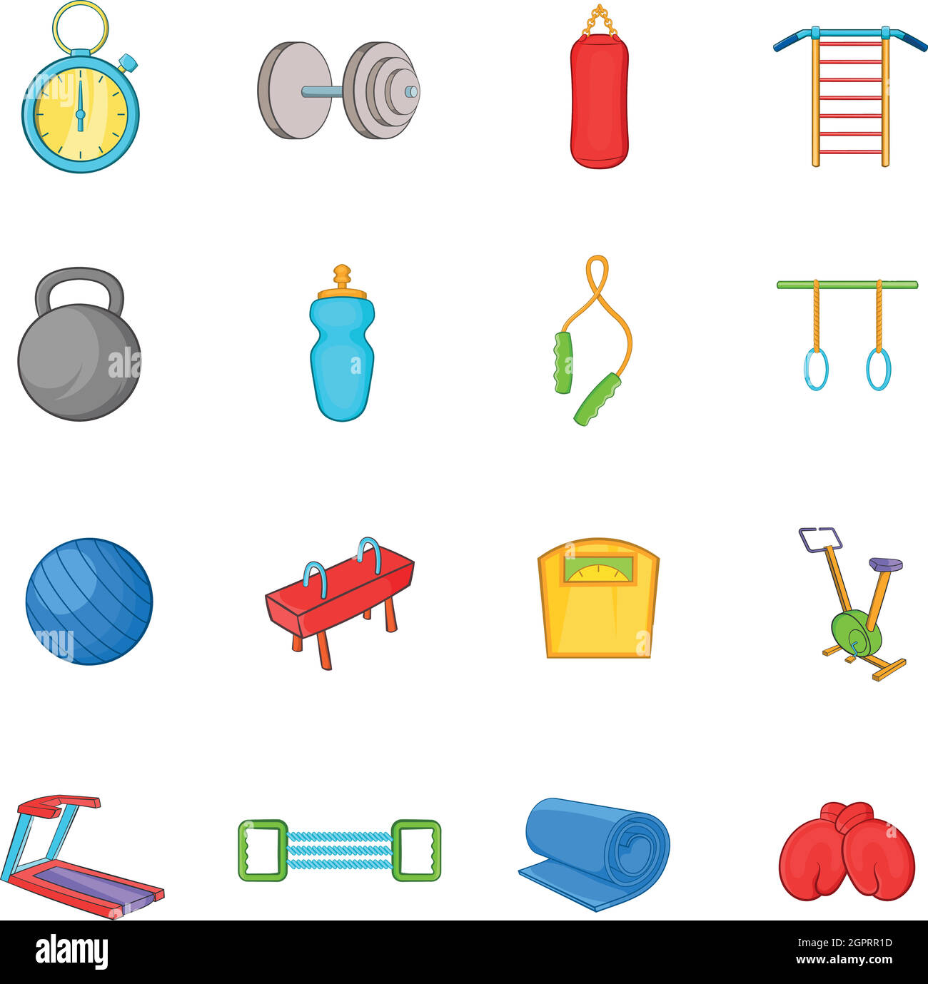 Gym icons set, cartoon style Stock Vector Image & Art - Alamy