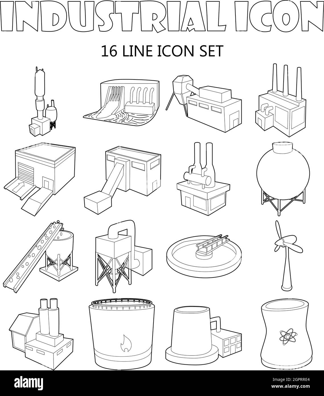 Factory building line style Cut Out Stock Images & Pictures - Alamy