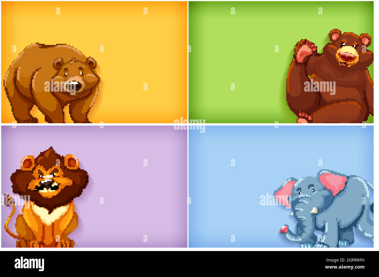 Background template design with plain color and many animals Stock ...