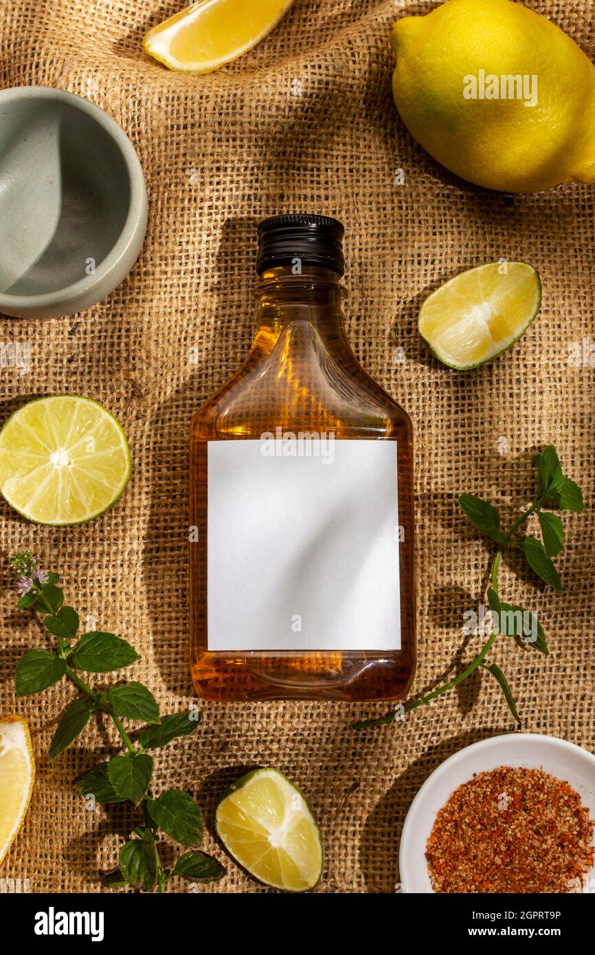 The Delicious mezcal drink composition Stock Photo - Alamy