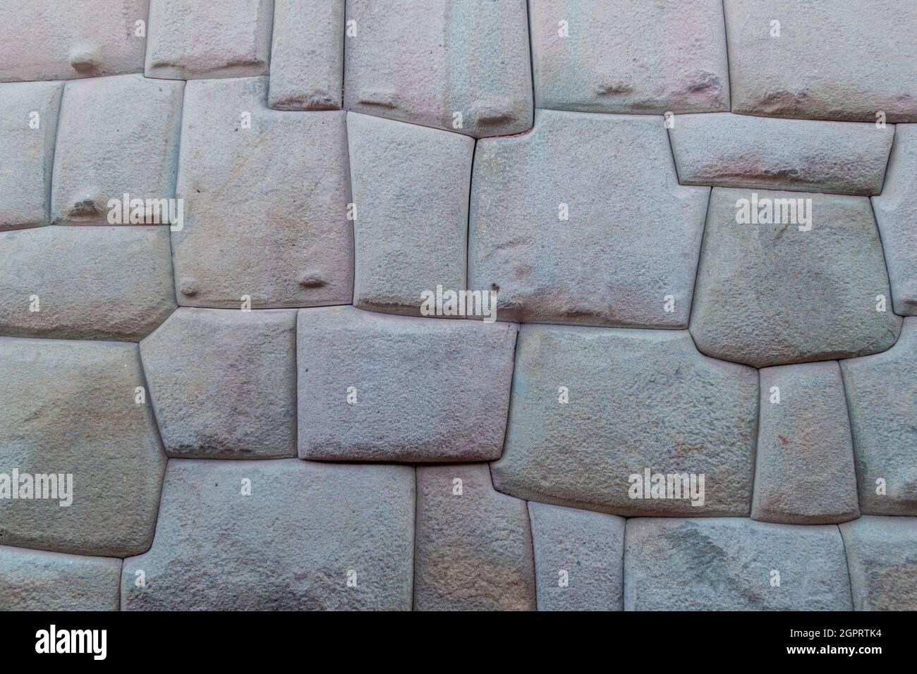 Detail of Inca's perfect stonework. Wall of former palace of Inca Roca ...
