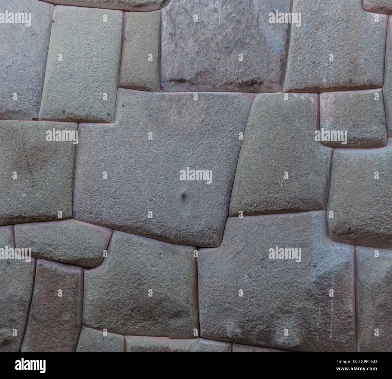 Detail of Inca's perfect stonework. Wall of former palace of Inca Roca ...