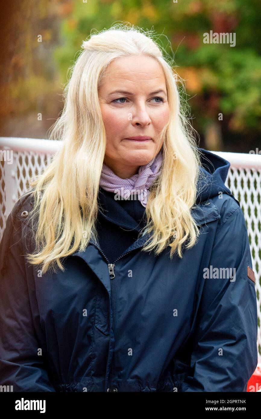 Crown Princess Mette-Marit of Norway during a visit to Fredrikstad ...