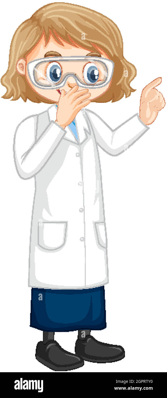 Cute girl cartoon character wearing science lab coat Stock Vector Image ...