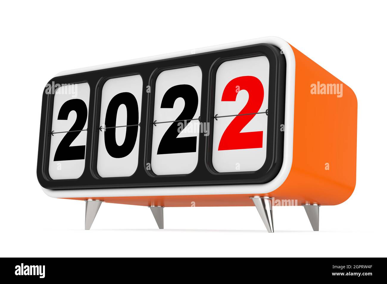 Retro Flip Clock with 2022 New year Sign on a white background. 3d Rendering Stock Photo - Alamy