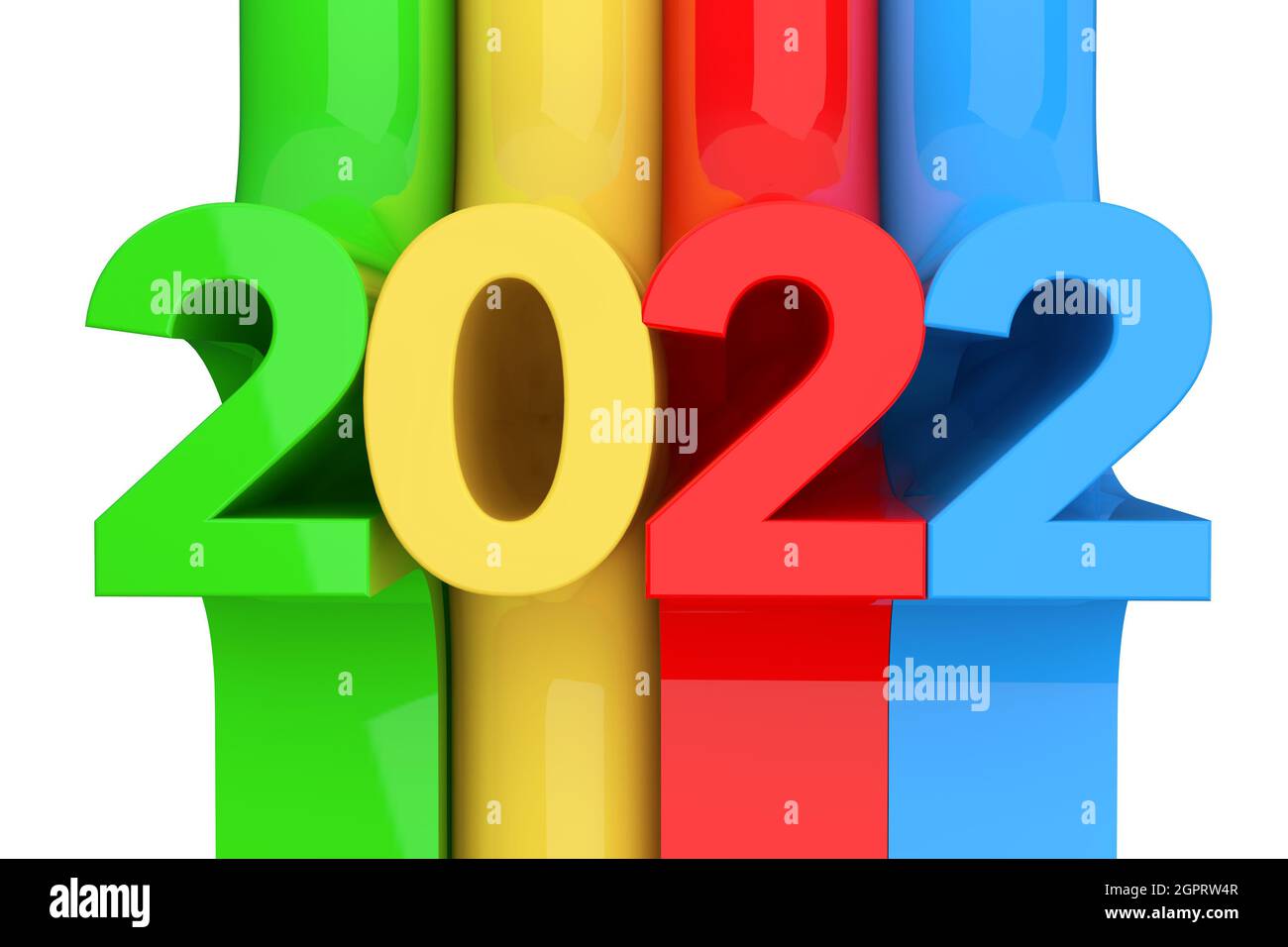 Abstract New 2022 Year Sign on a white background. 3d Rendering Stock ...