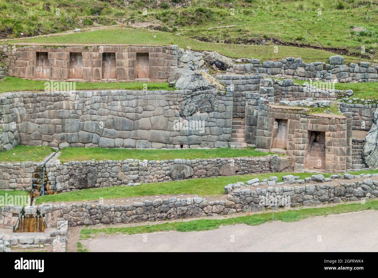 Ruins of Inca's ceremonial stone bath Tambomachay near Cuzco, Peru ...