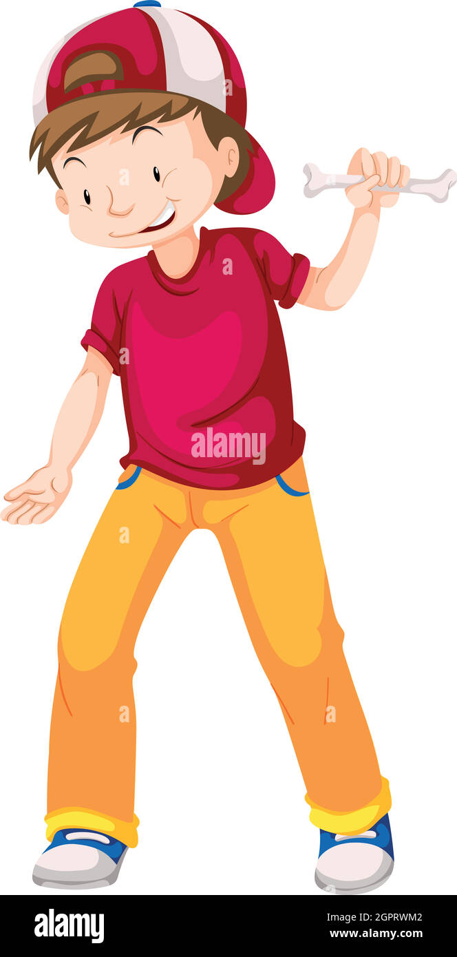 Happy boy holding bone Stock Vector Image & Art - Alamy