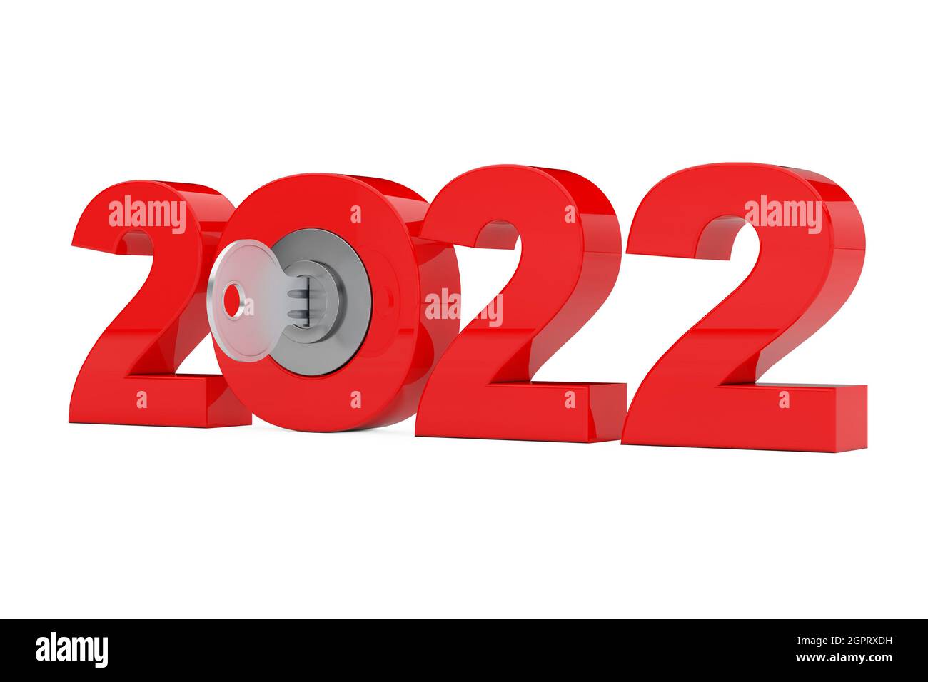 New 2022 Year Sign with Key on a white background. 3d Rendering Stock ...