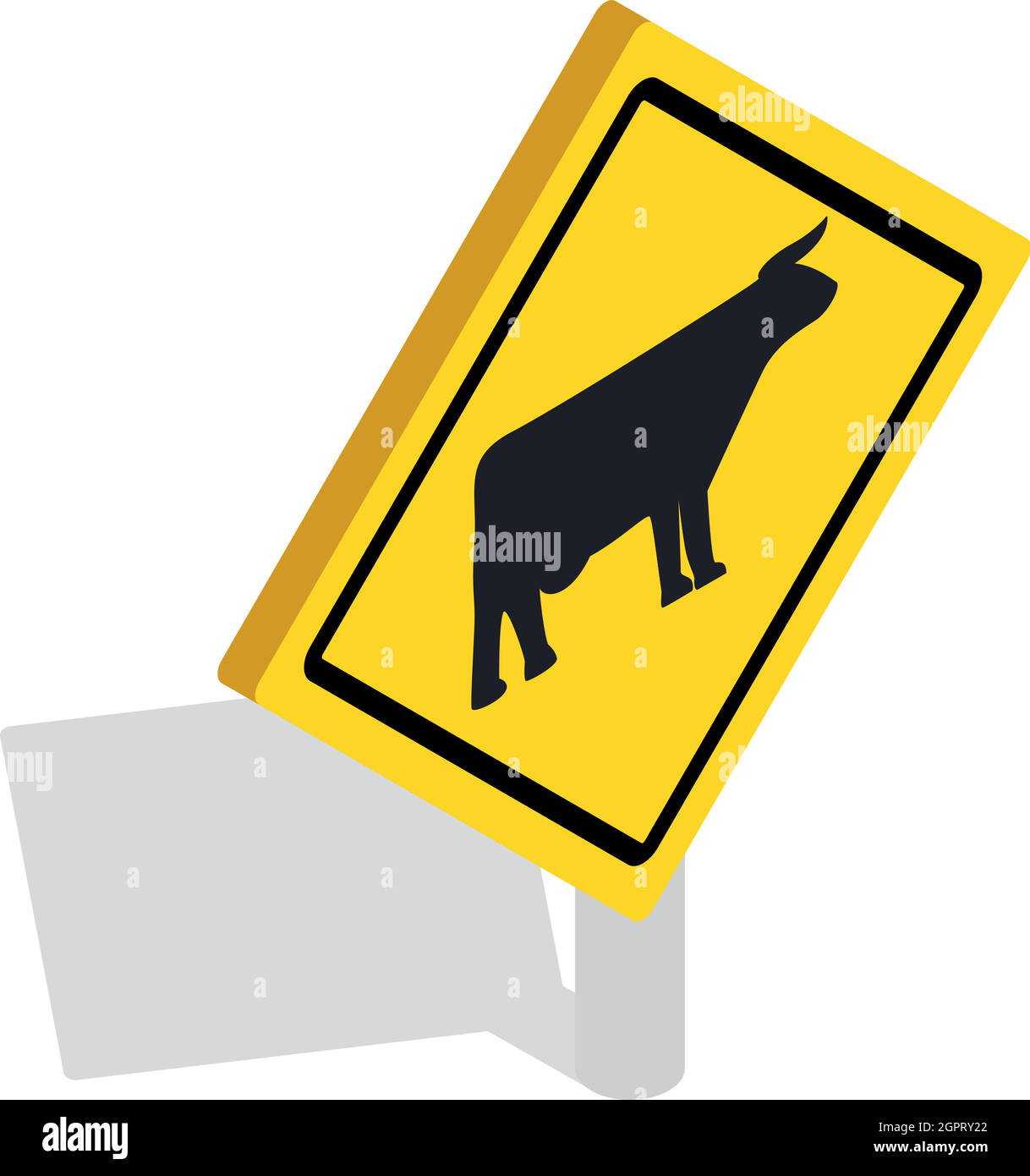 Cattle traffic warning icon, isometric 3d style Stock Vector Image ...