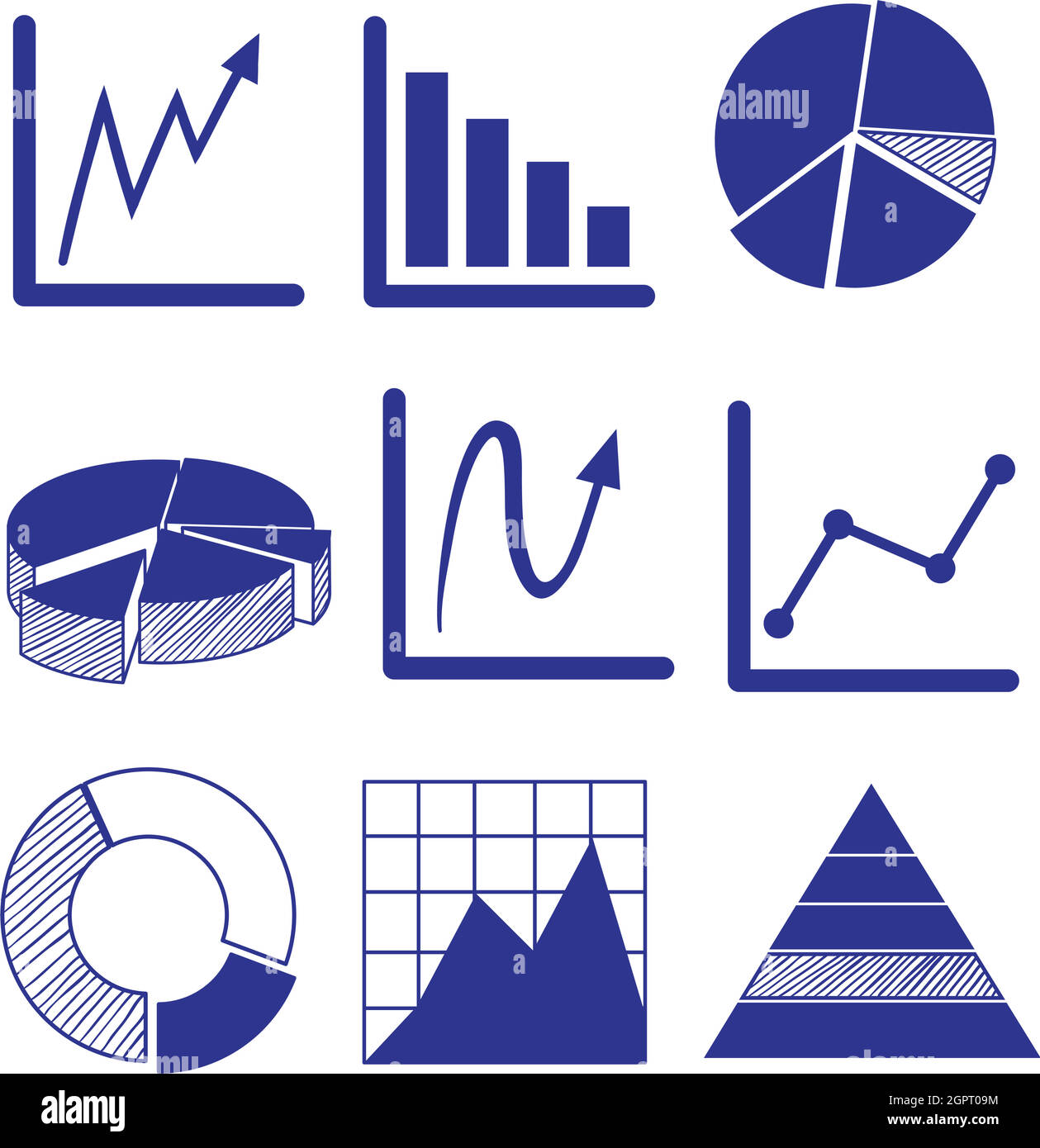Different graphs in blue color Stock Vector Image & Art - Alamy
