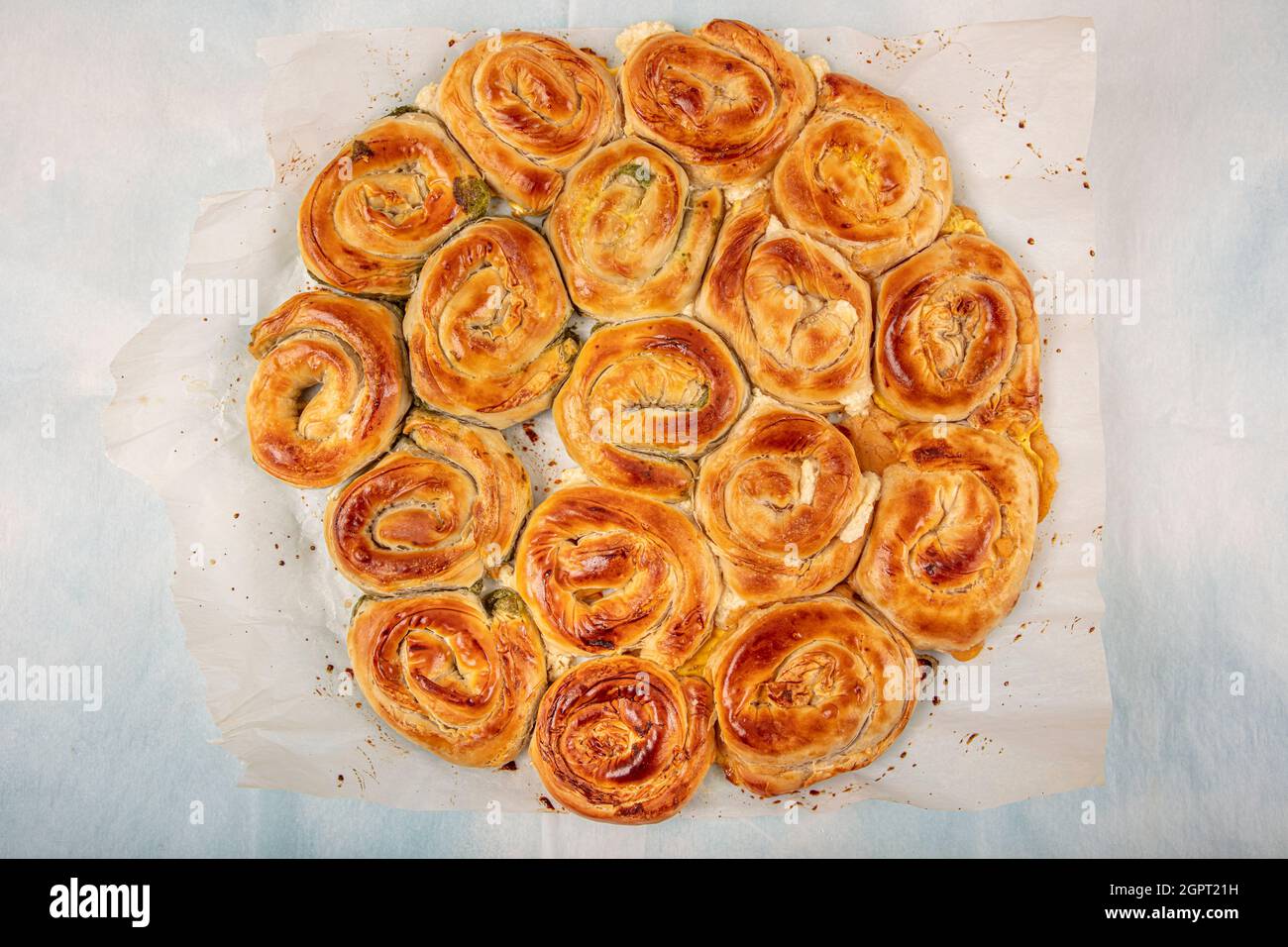 Traditional Balkan food, Serbian burek with cheese ans spinach, banica ...