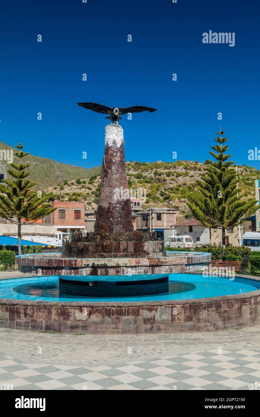 Condor statue in Cabanaconde village, Peru Stock Photo - Alamy