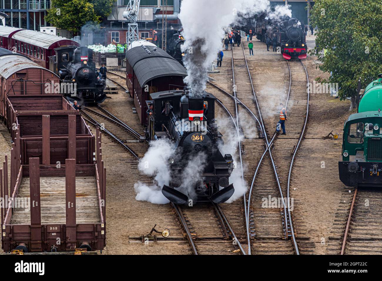 Steam locomotive meeting at the Odense Railway Museum (Jernbanemuseum ...