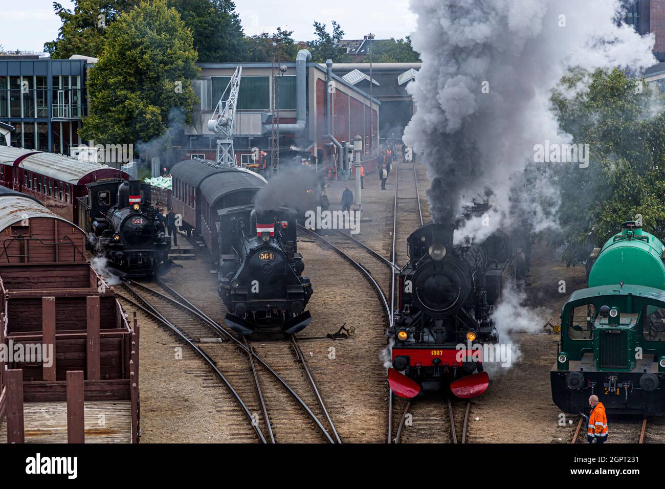 Steam locomotive meeting at the Odense Railway Museum (Jernbanemuseum ...
