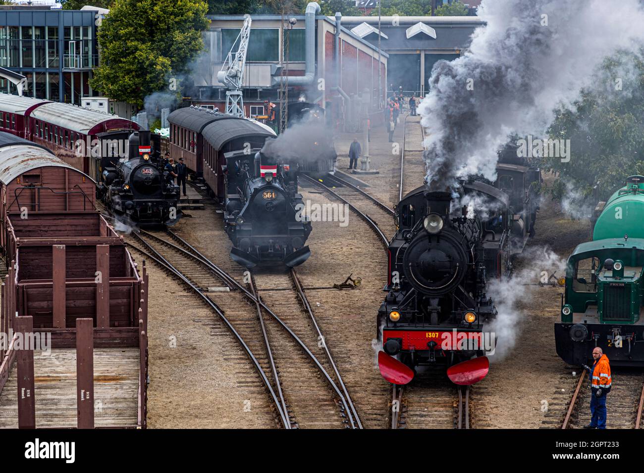 Steam locomotive meeting at the Odense Railway Museum (Jernbanemuseum ...