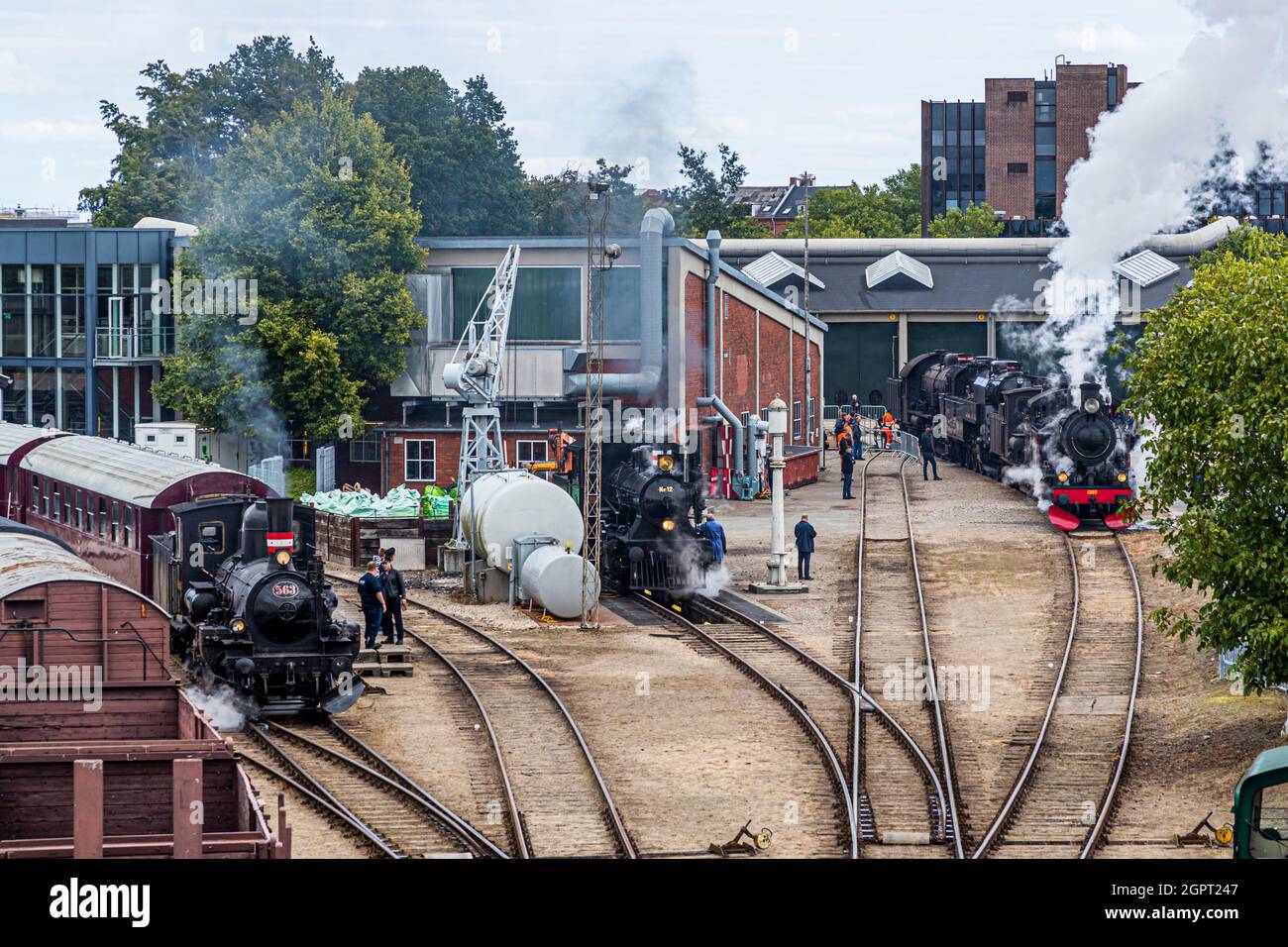 Steam locomotive meeting at the Odense Railway Museum (Jernbanemuseum ...