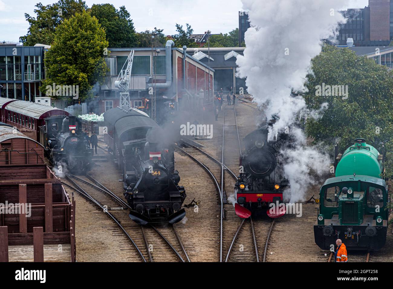 Steam locomotive meeting at the Odense Railway Museum (Jernbanemuseum ...