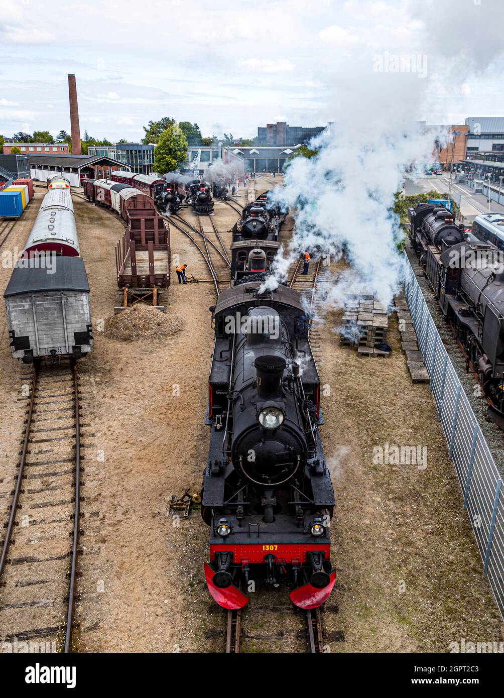 Steam locomotive meeting at the Odense Railway Museum (Jernbanemuseum ...