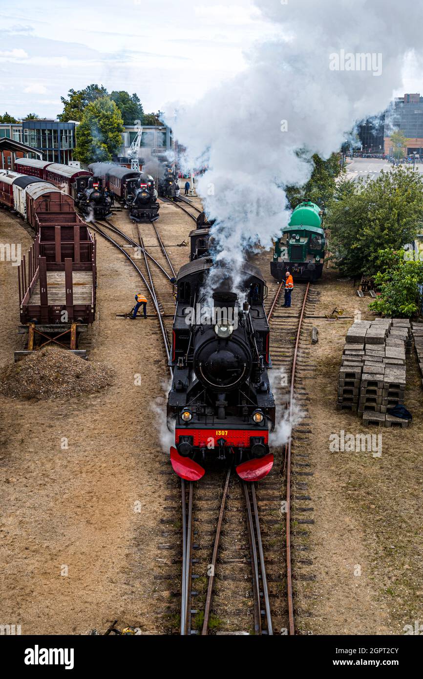Steam locomotive meeting at the Odense Railway Museum (Jernbanemuseum ...